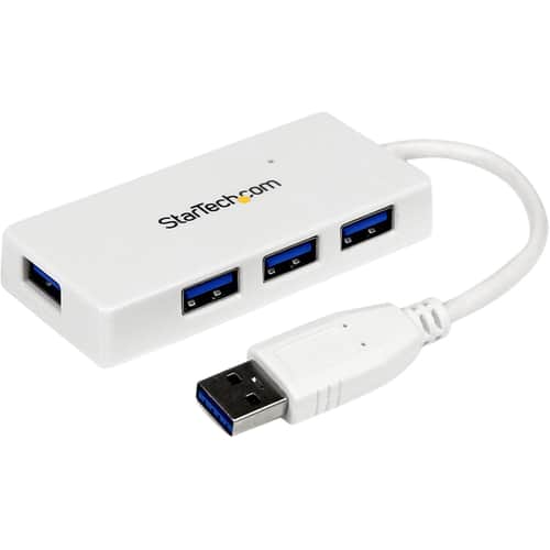 Portable 4 Port SuperSpeed Mini USB 3.0 Hub - White by StarTech.com ...
