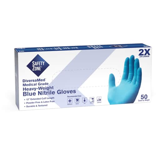 12" Powder Free Blue Nitrile Gloves by Safety Zone® SZNGNEP2X5T8 ...
