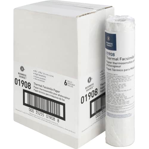Thermal Fax Paper Rolls by Business Source BSN01908 | OnTimeSupplies.com