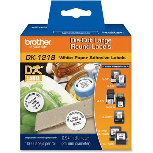 DK1218/1219 Die-Cut Round Labels by Brother BRTDK1218 | OnTimeSupplies.com