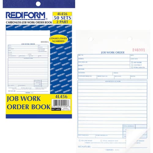 2-part Job Work Order Book by Rediform® RED4L456 | OnTimeSupplies.com