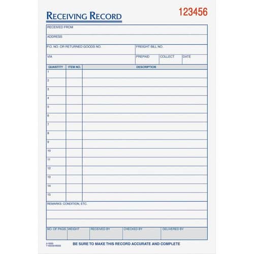 Carbonless Receiving Record Forms by TOPS TOP46260 | OnTimeSupplies.com