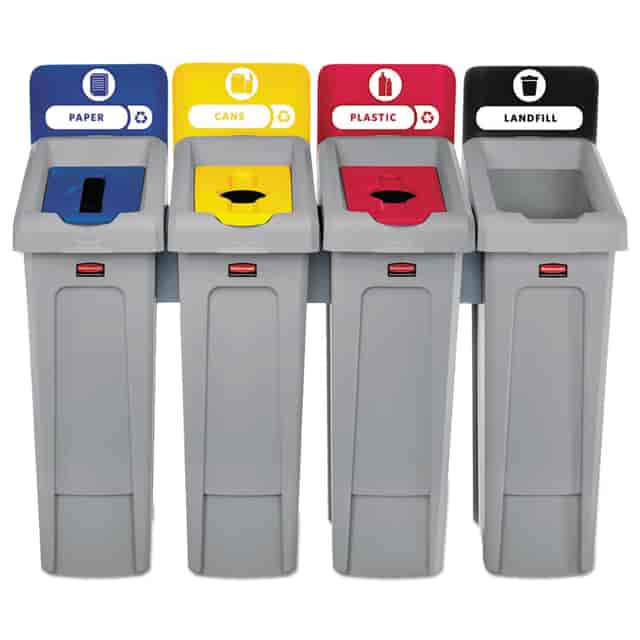 Slim Jim Recycling Station - 4-Stream by Rubbermaid® Commercial ...