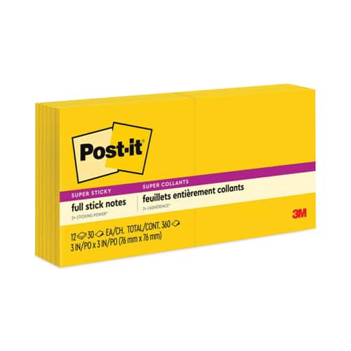 Full Stick Notes by Post-it® Notes Super Sticky MMMF33012SSY ...