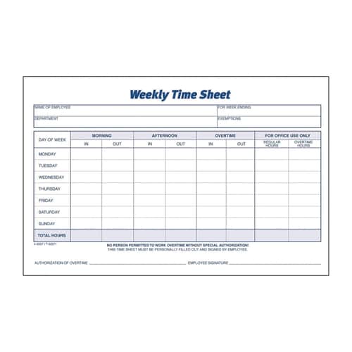 Weekly Time Sheets by Adams® ABF9507ABF | OnTimeSupplies.com