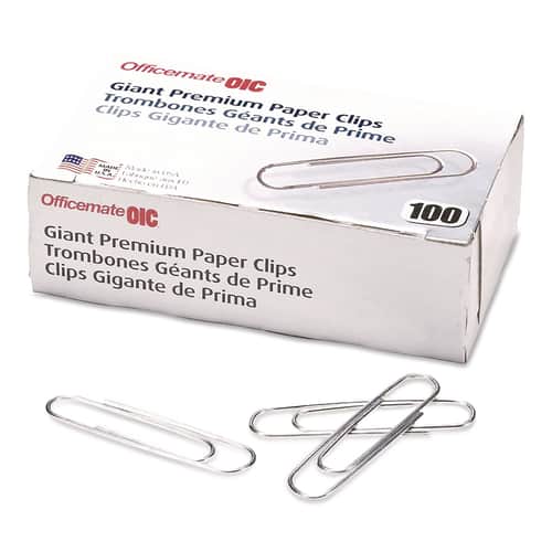 Premium Jumbo Paper Clips by Officemate OIC816206 | OnTimeSupplies.com