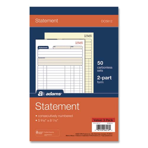 Multipart Statement Pad by Adams® TOPDC58123 | OnTimeSupplies.com