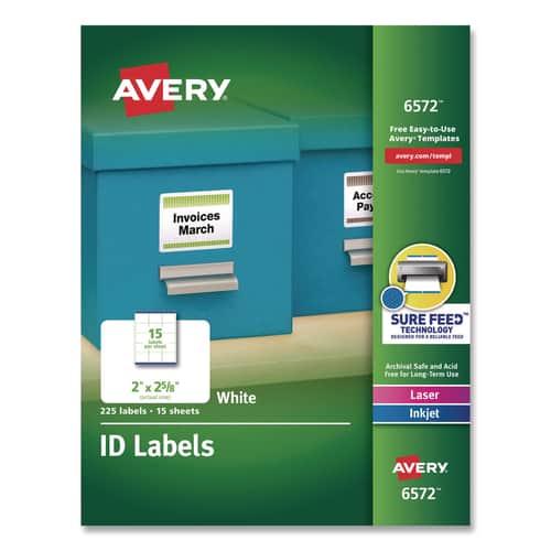 Permanent ID Labels w/ Sure Feed Technology by Avery® AVE6572 ...