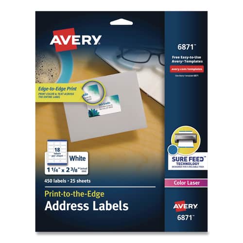 Vibrant Laser Color-Print Labels w/ Sure Feed by Avery® AVE6871 ...