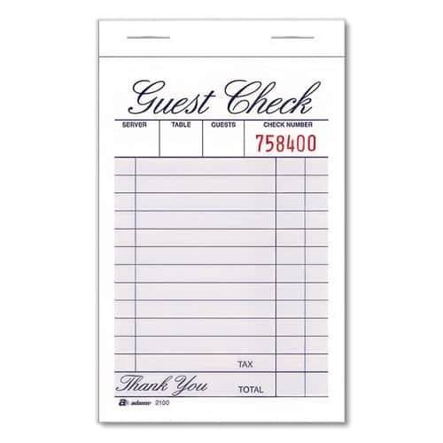 One-Part Guest Check Pad by Adams® ABF210012 | OnTimeSupplies.com