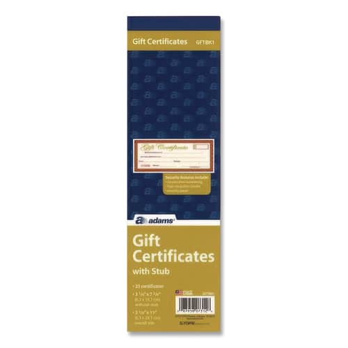 Gift Certificate with Stub Book by TOPS ABFGFTBK1 | OnTimeSupplies.com
