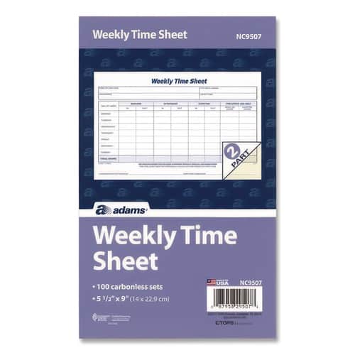 Weekly Time Sheets by Adams® ABFNC9507 | OnTimeSupplies.com
