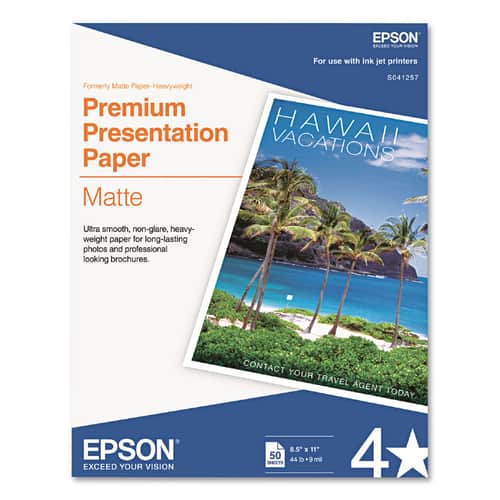 Premium Matte Presentation Paper by Epson® EPSS041257 | OnTimeSupplies.com