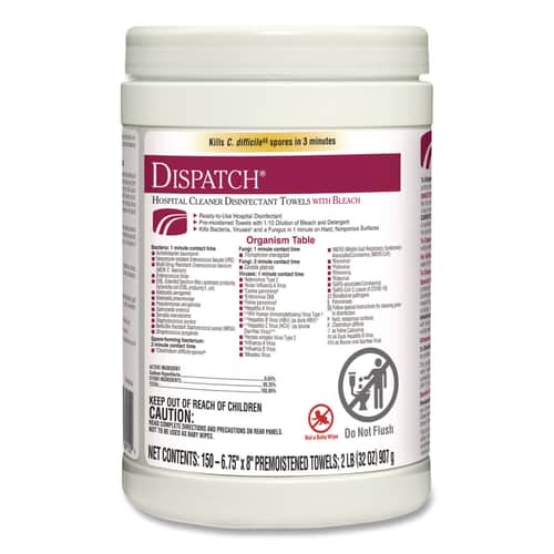 Dispatch Hospital Cleaner Disinfectant Towels with Bleach by Clorox ...
