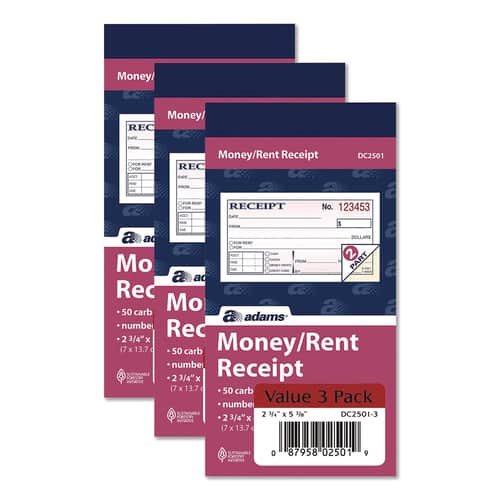 Money/Rent Receipt Book by Adams® ABFDC25013 | OnTimeSupplies.com
