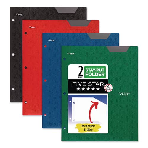Two-Pocket Stay-Put Plastic Folder by Five Star® MEA38049 ...