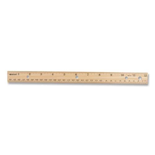 Three-Hole Punched Wood Ruler English and Metric With Metal Edge by ...