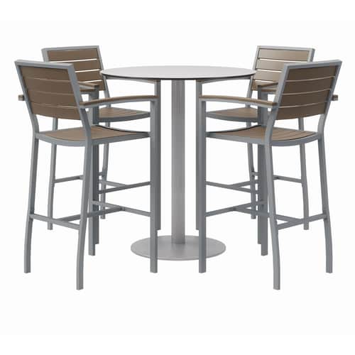 Eveleen Outdoor Bistro Patio Table with Four Mocha Powder-Coated ...